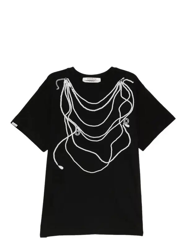 KIMHEKIM Pearl-chain Printed T-shirt - Black