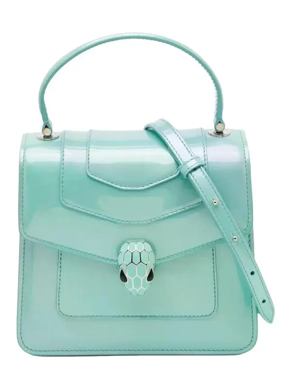 BVLGARI Serpenti Forever Leather Satchel Bag - Blue