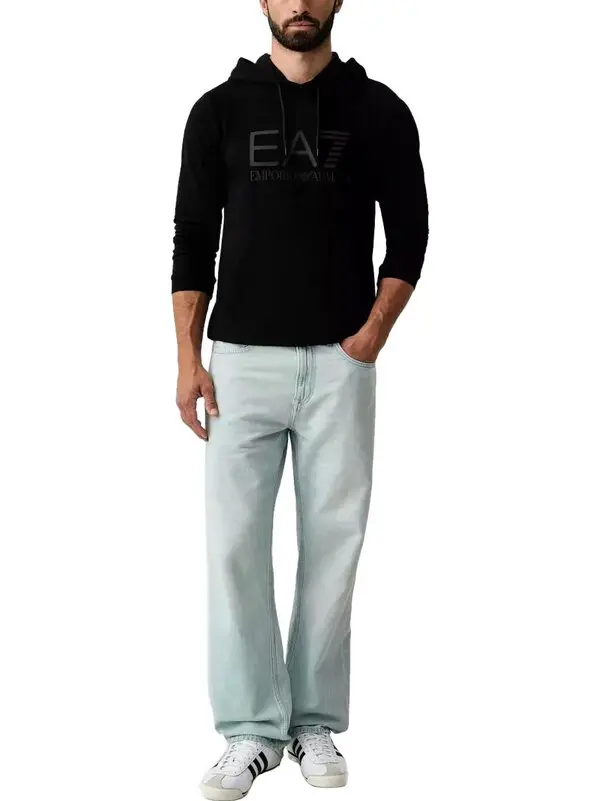 EA7 Logo-print Hoodie - Black