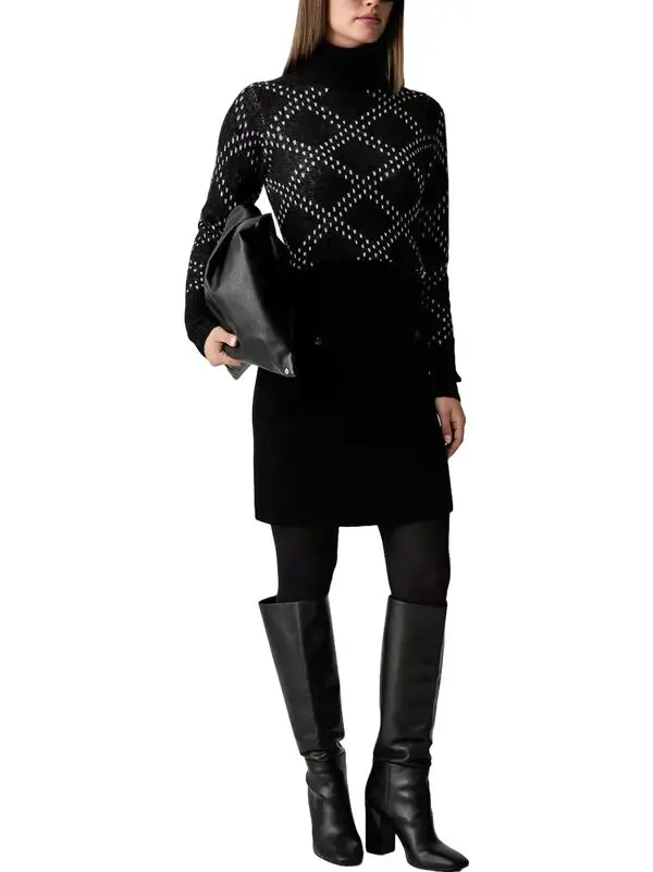 JOOP! Diamond-knit Roll-neck Sweater - Black