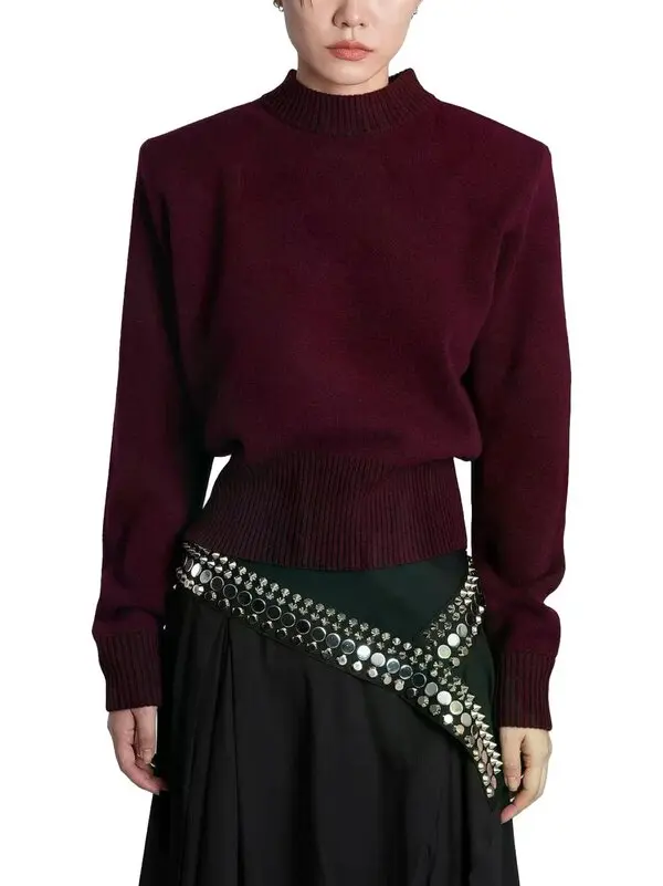 IRO PARIS Lovelie Ribbed-trim Shoulder-pad Sweater - Red