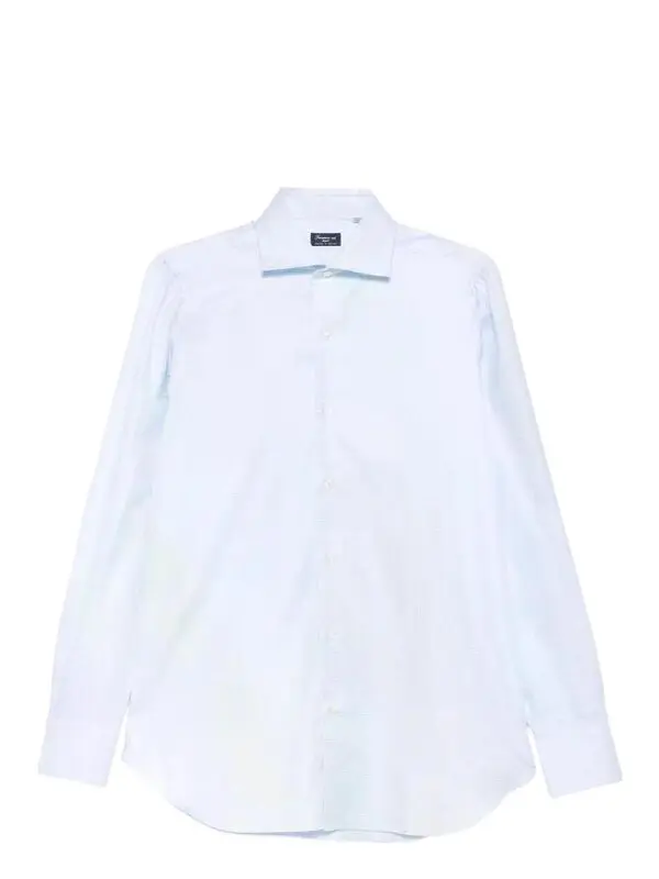 FINAMORE 1925 Micro-check Spread-collar Shirt - Blue