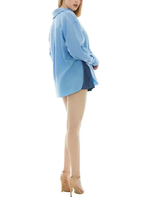 TESSITURA BODY COUTURE Middle Cut Tie-waist Shirt - Blue