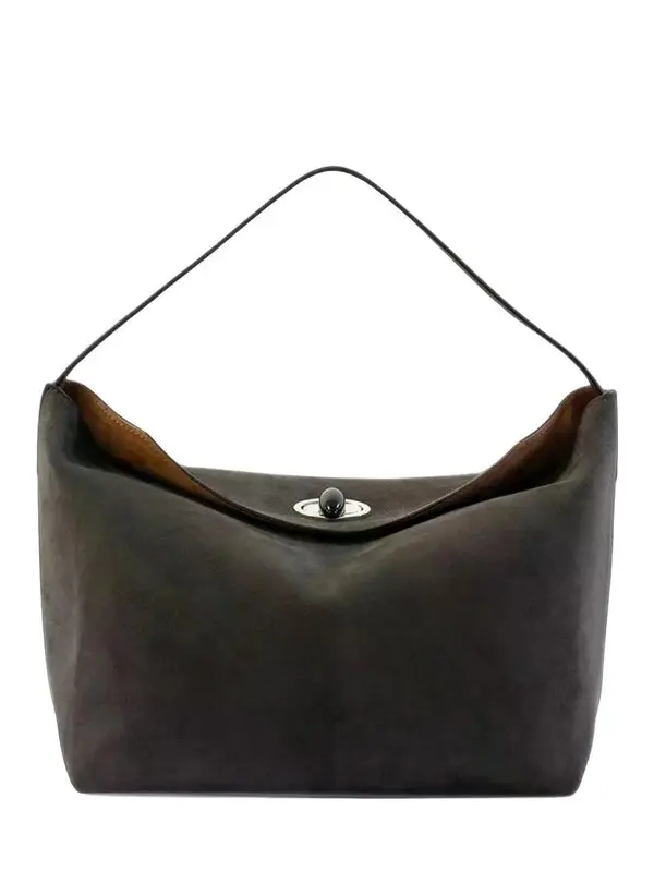 Christopher Esber Turnlock Suede Shoulder Bag - Grey