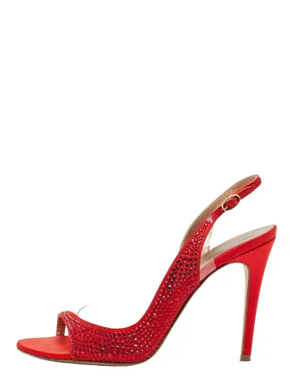 GINA Crystal-embellished Slingback Sandals - Red