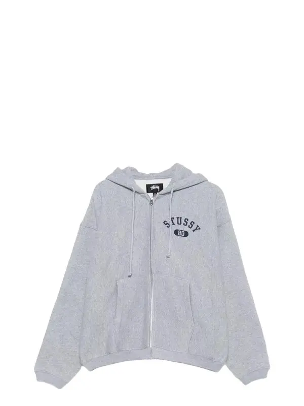 StÜssy Logo-print Zip-up Hoodie - Grey