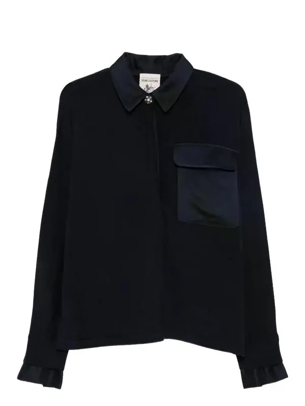 SEMICOUTURE Laetitia Patch-pocket Cardigan - Blue