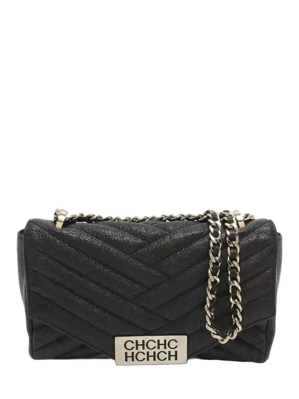 Carolina Herrera Bimba Chevron Shoulder Bag - Black