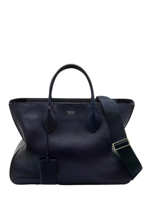 FERRAGAMO Large Star Pebbled Tote Bag - Blue