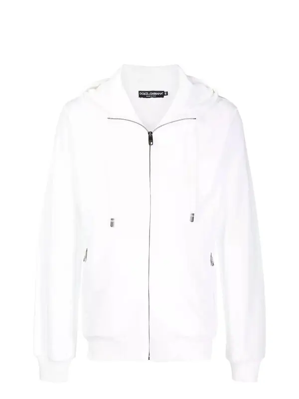 Dolce & Gabbana Tonal Logo-print Zip-up Hoodie - White
