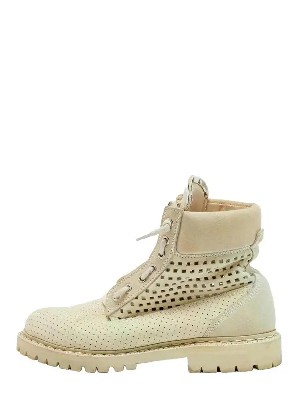 Balmain Taiga Perforated Combat Boots - Neutrals