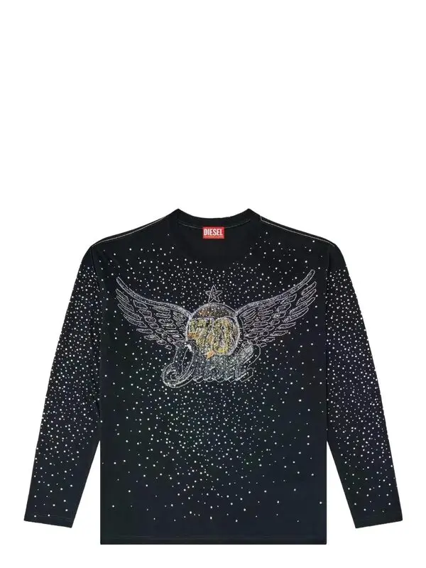 DIESEL® Rhinestone-embellished Long-sleeve T-shirt - Black