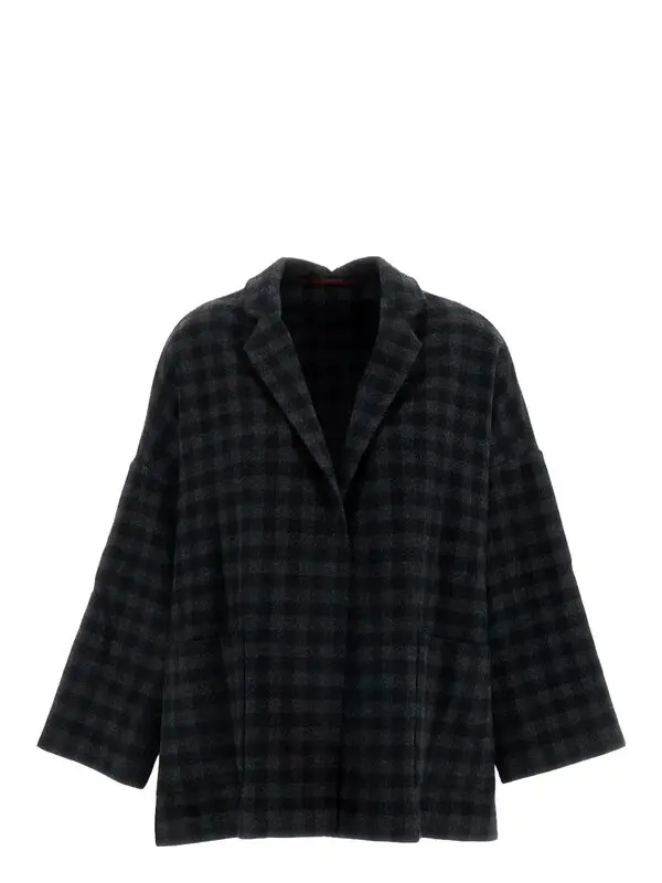 DANIELA GREGIS Gladiolo Check Wool Jacket - Grey