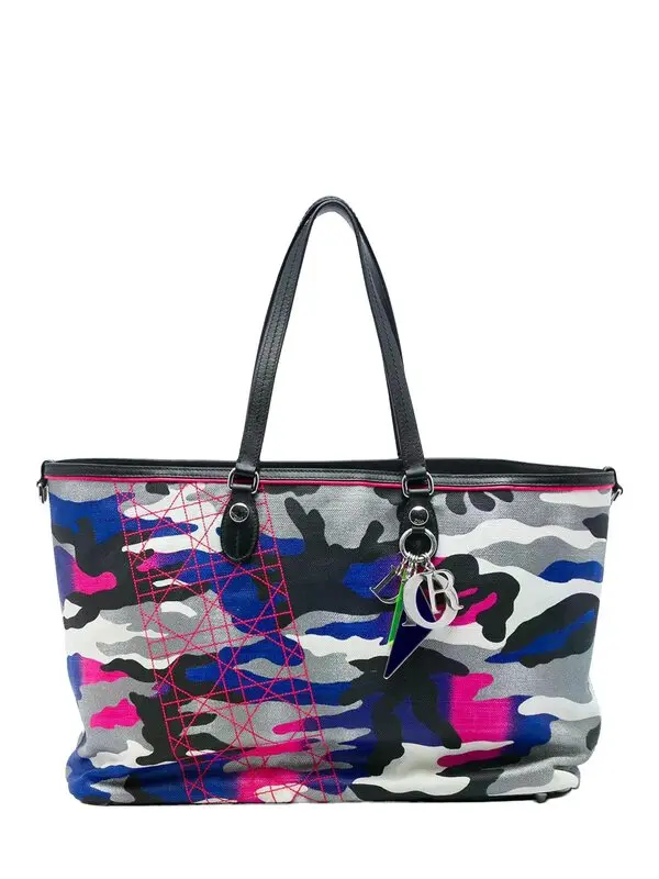 Dior 2011 Anselm Reyle Large Canvas Camouflage Tote Satchel - Multicolour