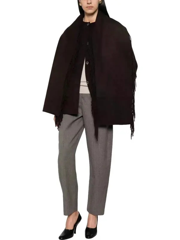 YERSE Fringe-trimmed Fitted Jacket - Brown