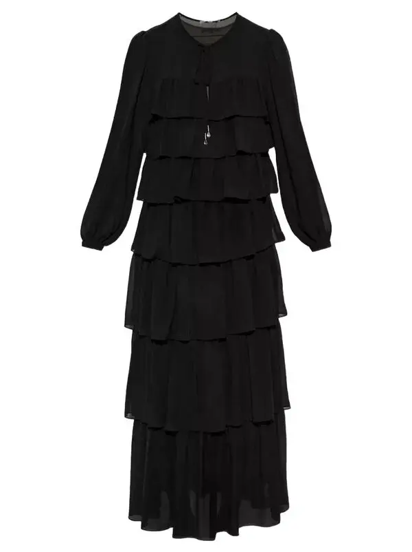 Michael Kors Ruffled Georgette Maxi Dress - Black