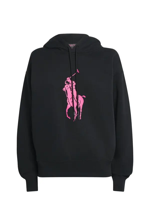 Polo Ralph Lauren Cotton-blend Pink Pony Hoodie - Black