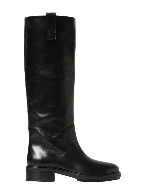AeydĒ Henry Smooth Leather Knee-high Boots With Lug Sole - Black
