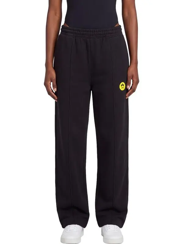 BARROW Wide-leg Cotton Jogging Pants With Elasticated Mid-rise Waist - Black