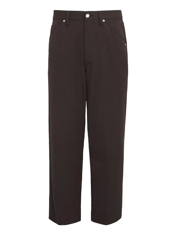YOKE Pleated Straight Trousers - Brown