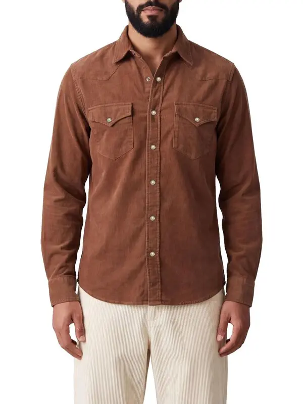 Canali Cotton Shirt With French Collar And Flap Pockets - Camel