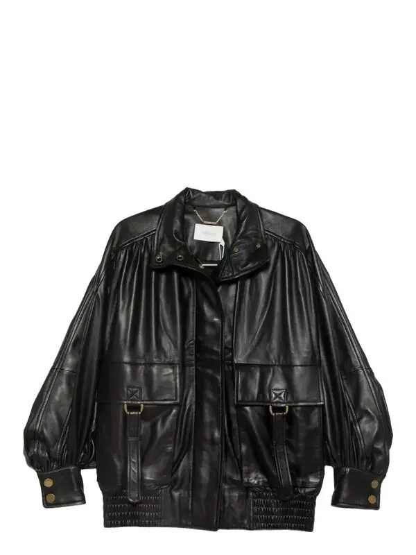 Zimmermann Valiant Leather Bomber Jacket - Black