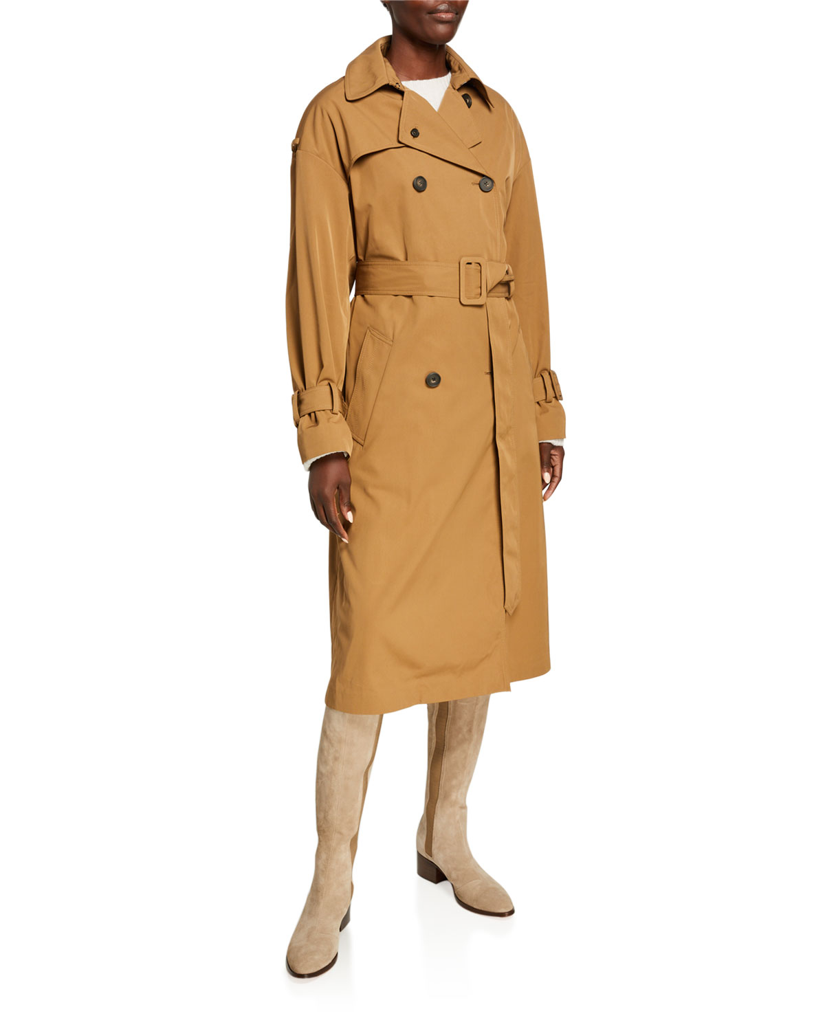 Vince Belted Tech Trench Coat - Tapenade | Editorialist