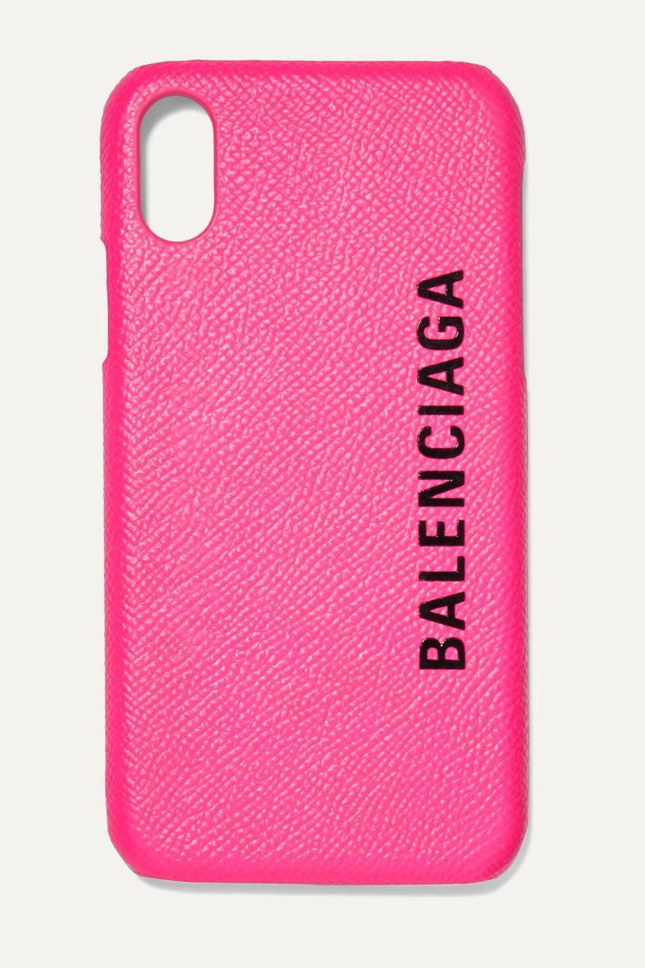 Balenciaga Printed Textured-Leather Iphone X Case - Pink