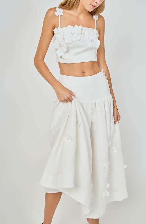 ENDLESS ROSE Endless Rose Cropped Linen Shell Top with 3D Floral Appliqué