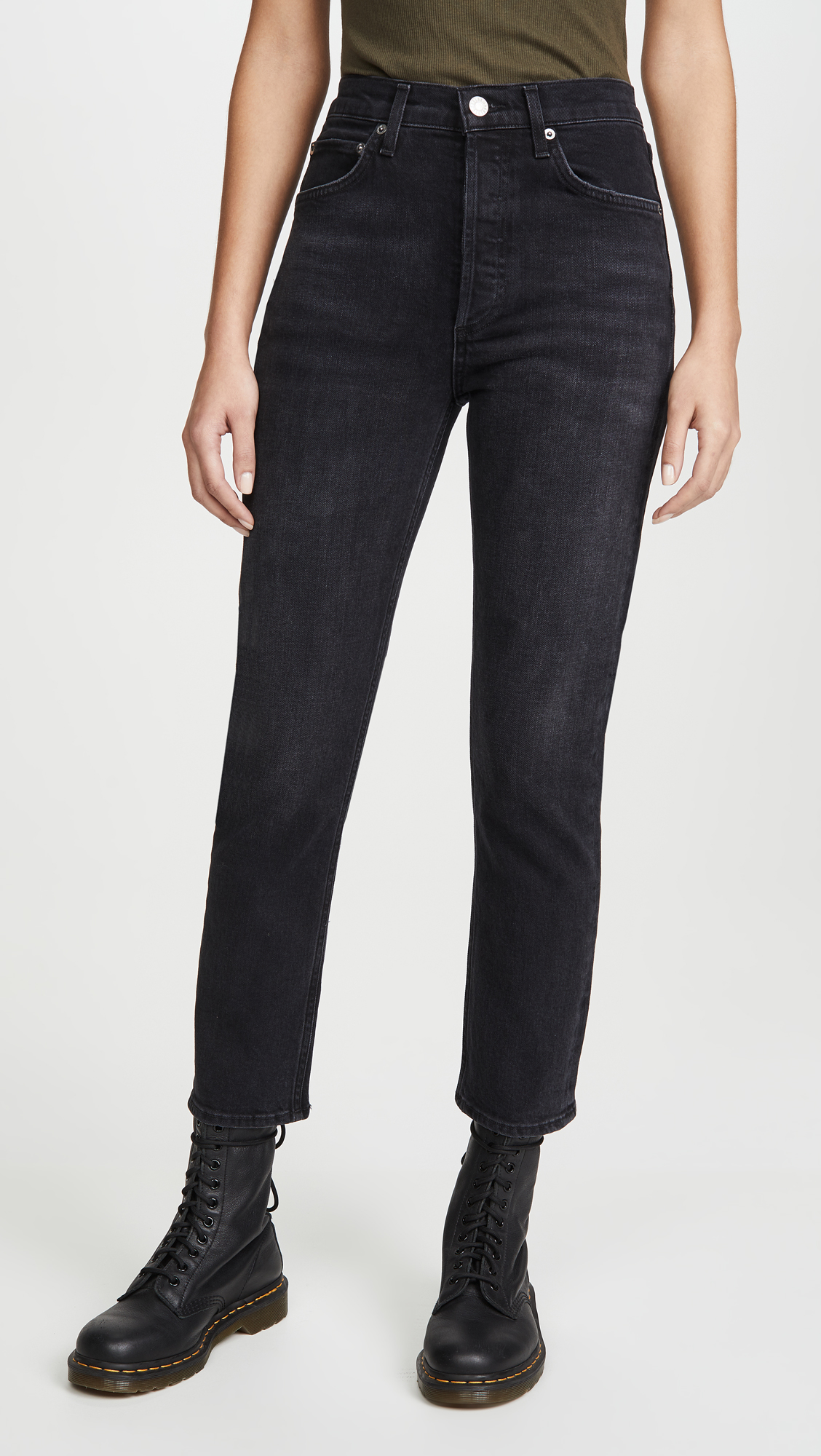 Riley High Rise Straight Crop Jeans 
