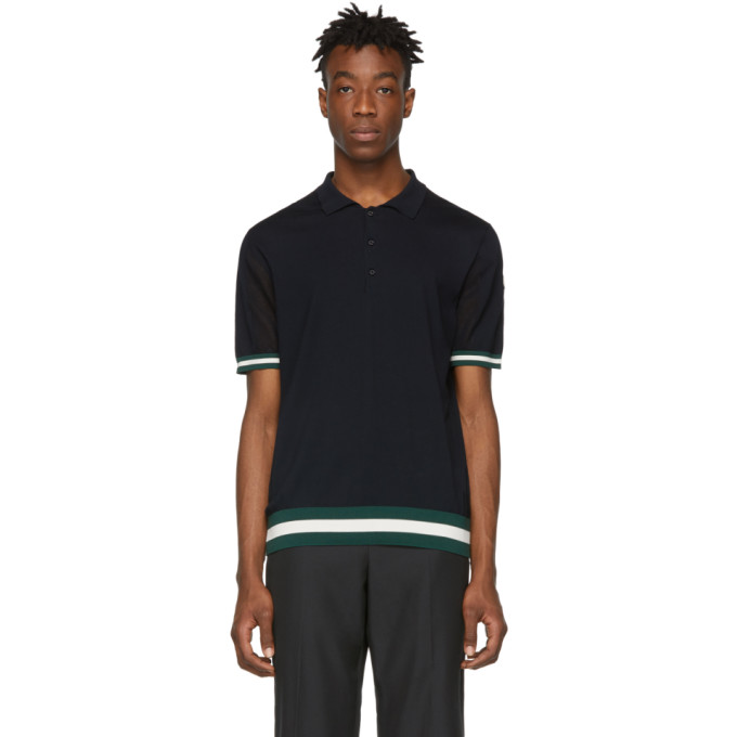 Moncler Navy Colored Trim Polo - 781.Navy | Editorialist
