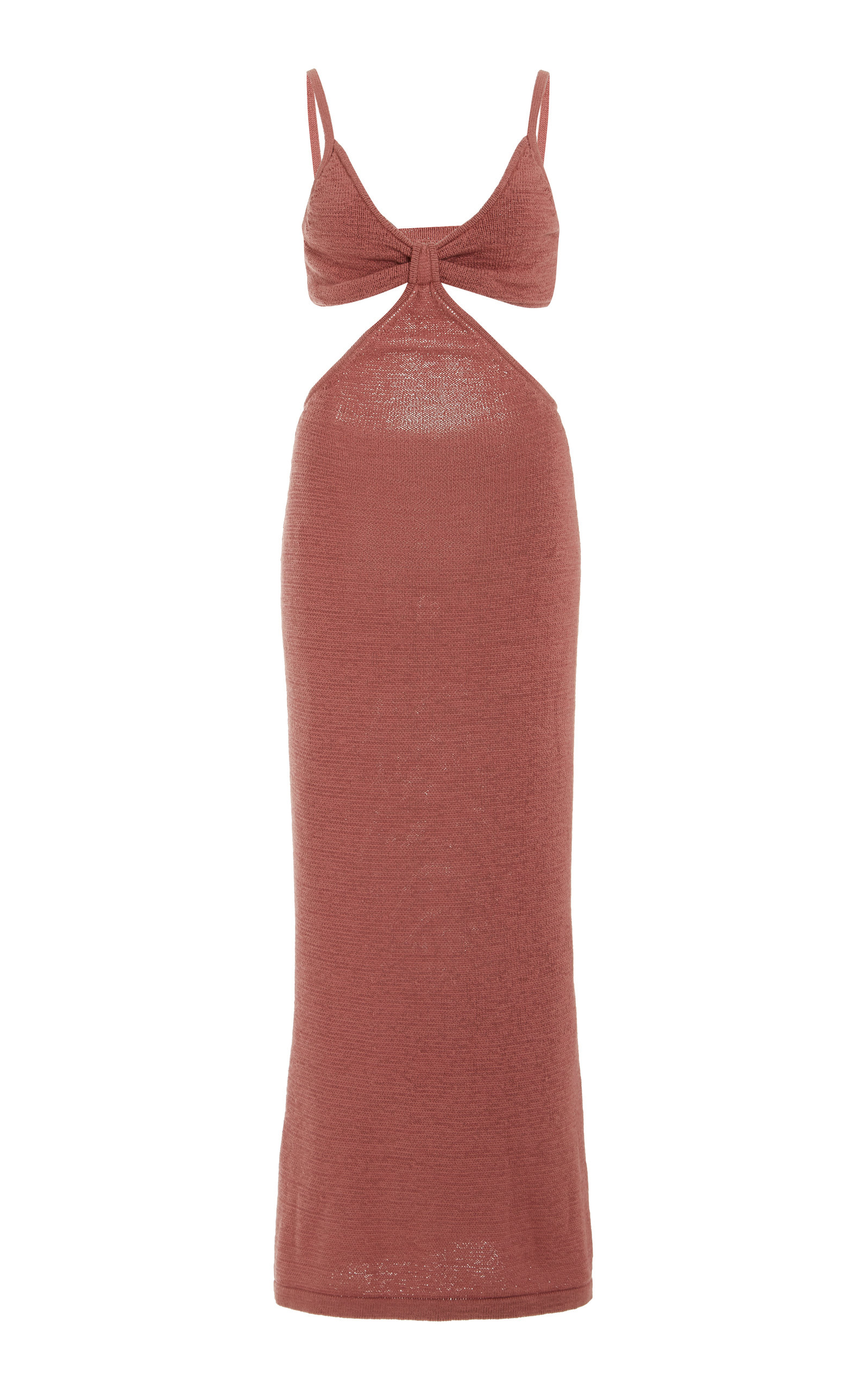 Cult Gaia Serita Cotton-Blend Ribbed-Knit Cutout Dress - Red,Orange |  Editorialist