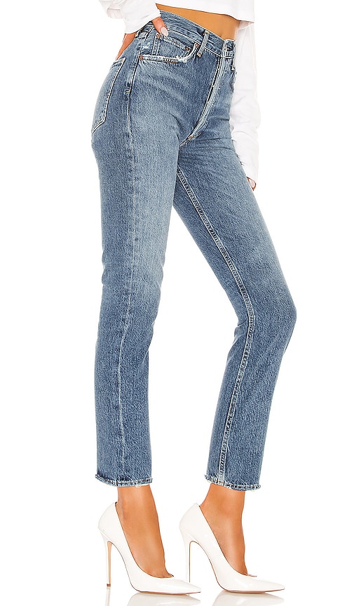 Agolde Riley High Rise Straight Crop Jeans In Blitz 45% Off