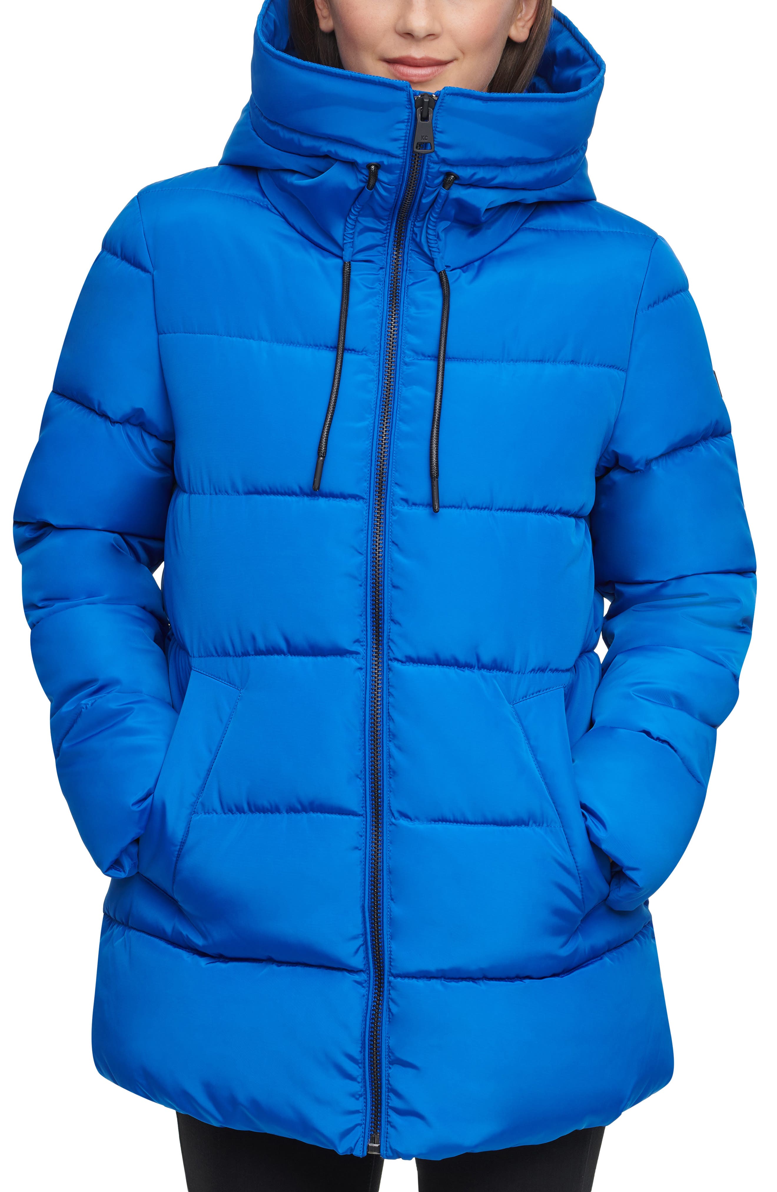 Kenneth Cole Hooded Puffer Jacket In Blue - 30% Off | Editorialist