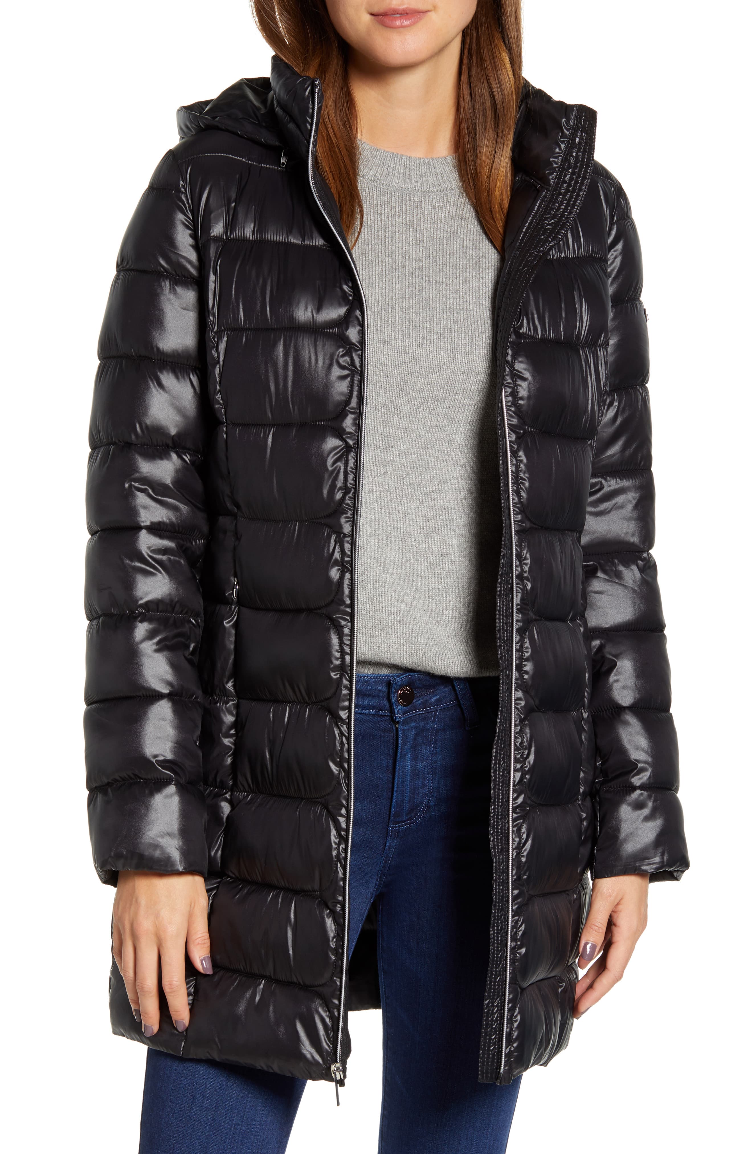 three quarter puffer coat