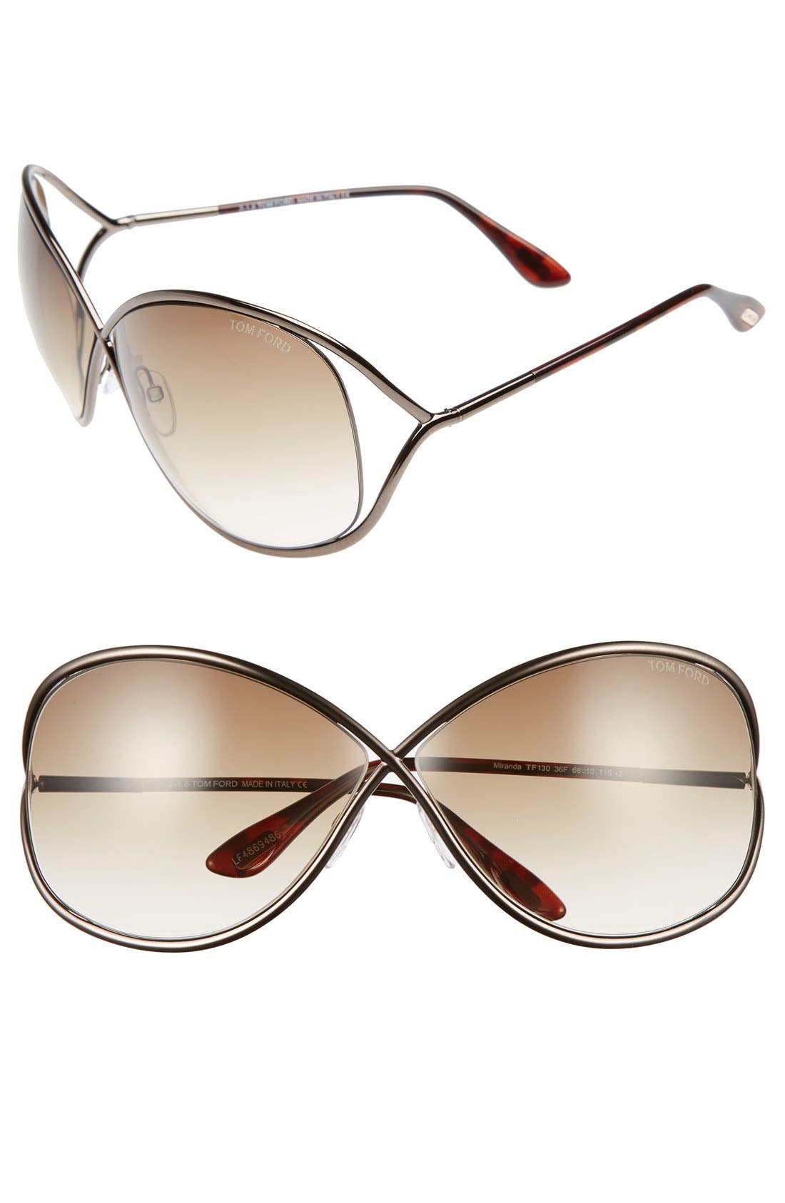tom ford look alike miranda on Women S Tom Ford Miranda 68mm Open Temple Oversize Metal Sunglasses Bronze Editorialist