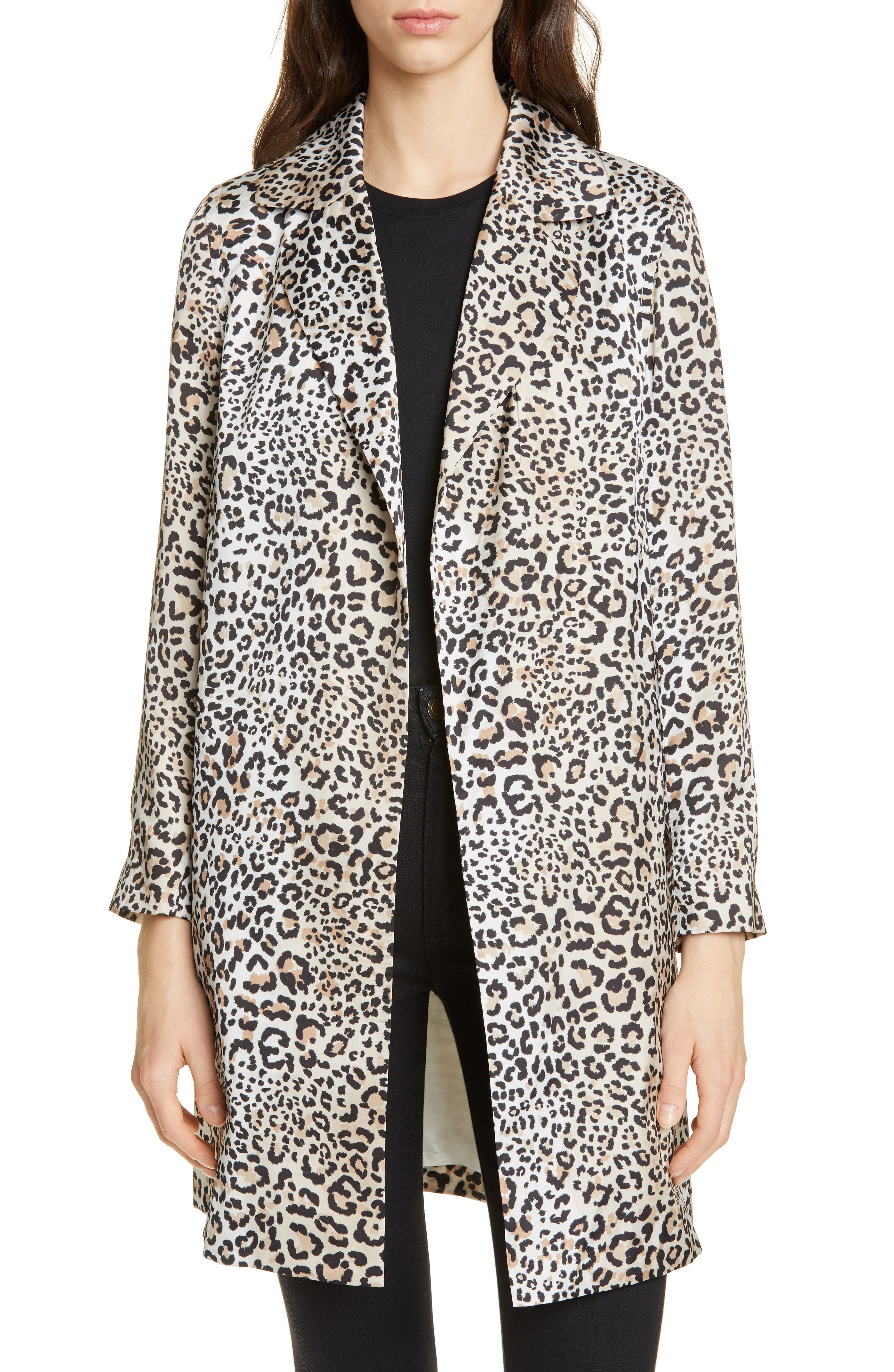 leopard print longline jacket
