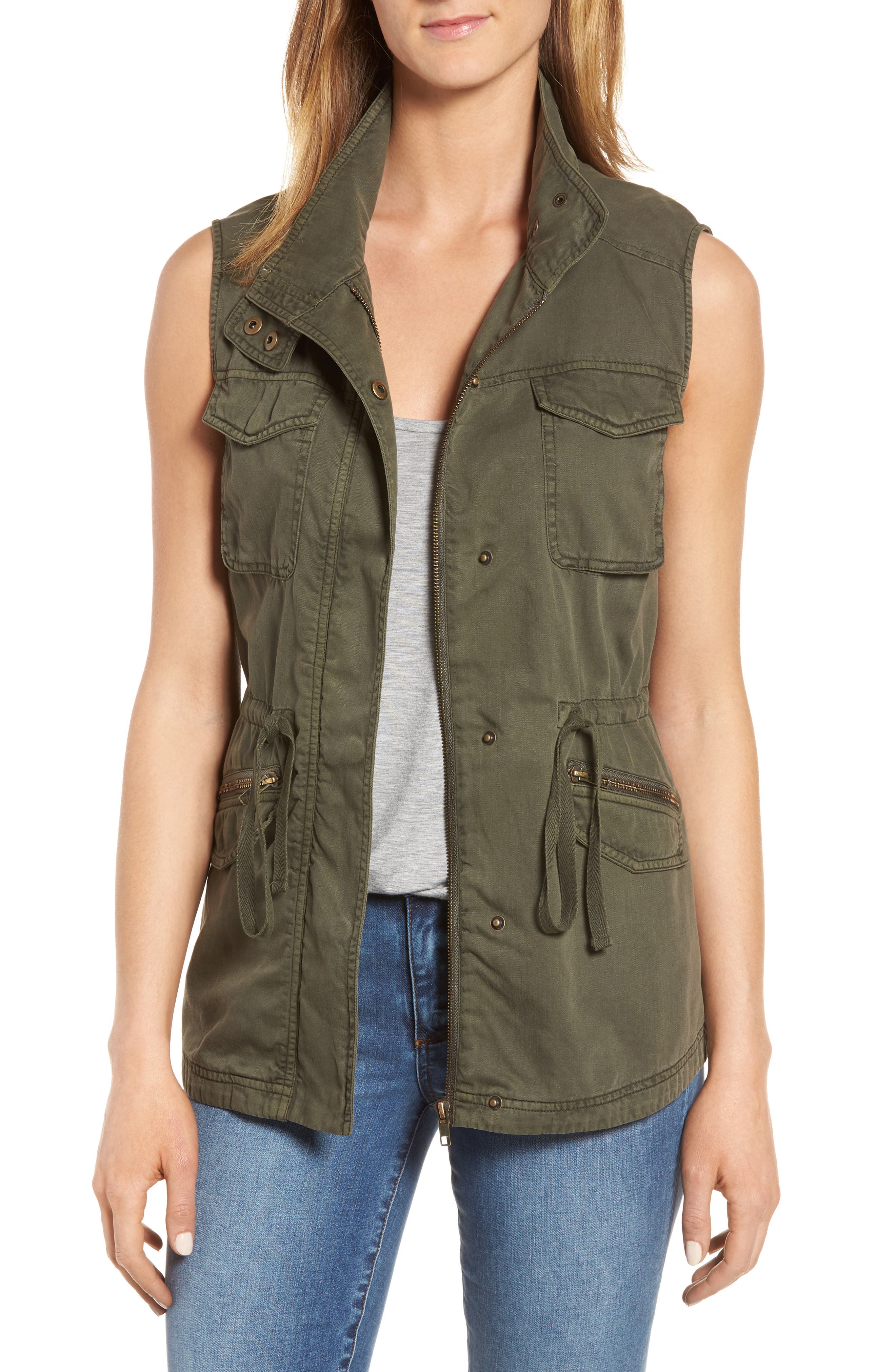 drawstring utility vest