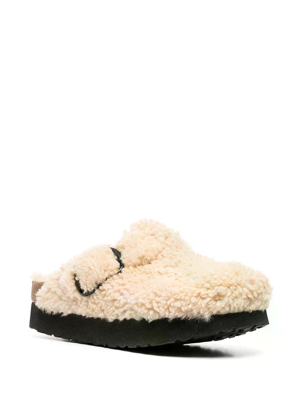 Birkenstock Boston Big Buckle Teddy Shearling Clogs - Eggshell