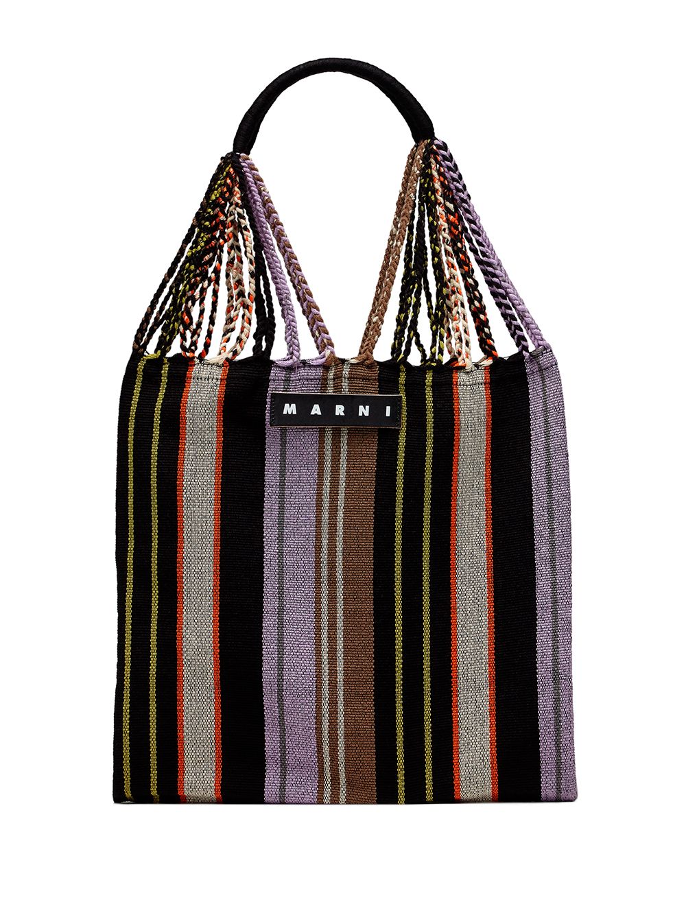 Marni Striped Hammock Tote Bag - Black | Editorialist