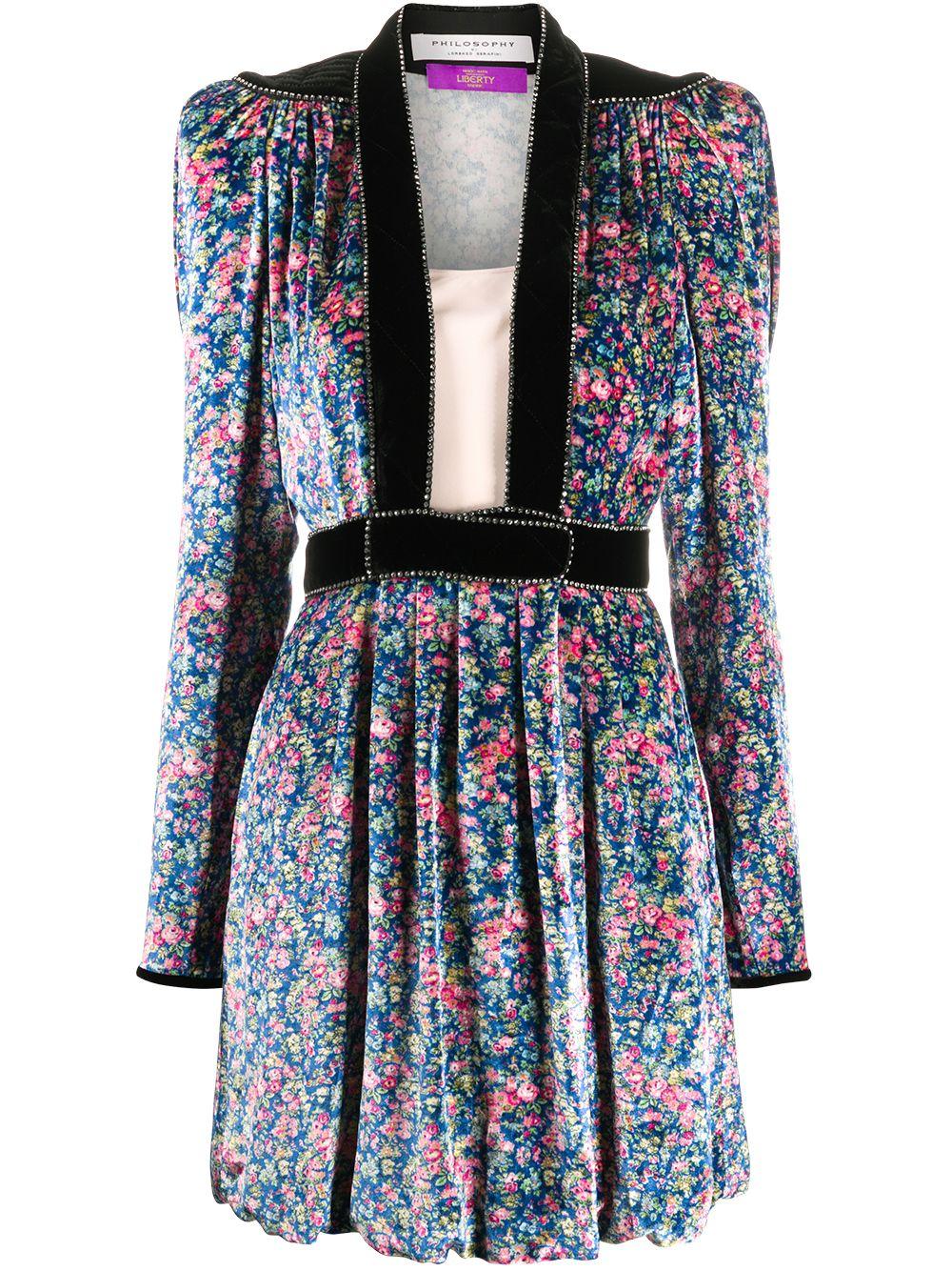 PHILOSOPHY DI LORENZO SERAFINI Pleated Velvet Mini Dress