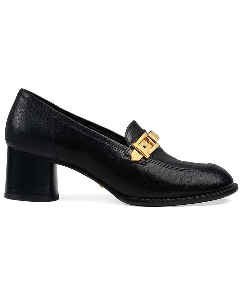 Gucci Chain-Detail 55mm Block-Heel Loafers - Black  display picture 3