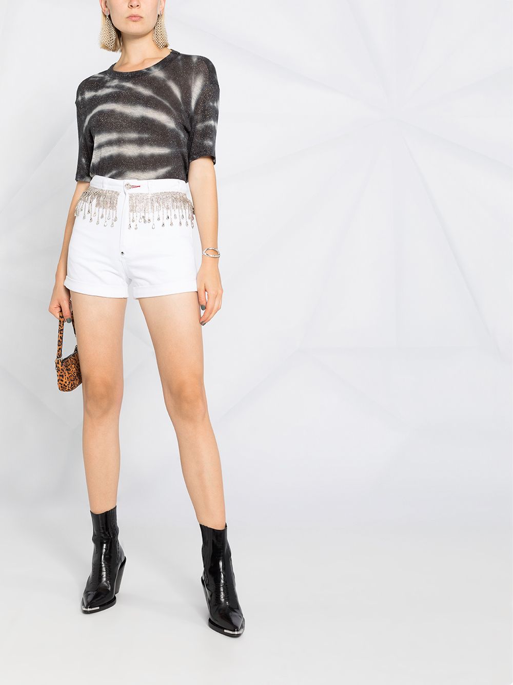 PHILIPP PLEIN crystal-embellished denim shorts