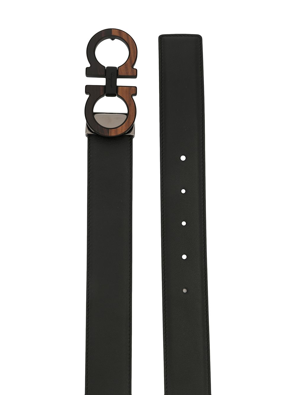 Ferragamo Wood-Effect Leather Belt In Black - 30% Off  display picture 2