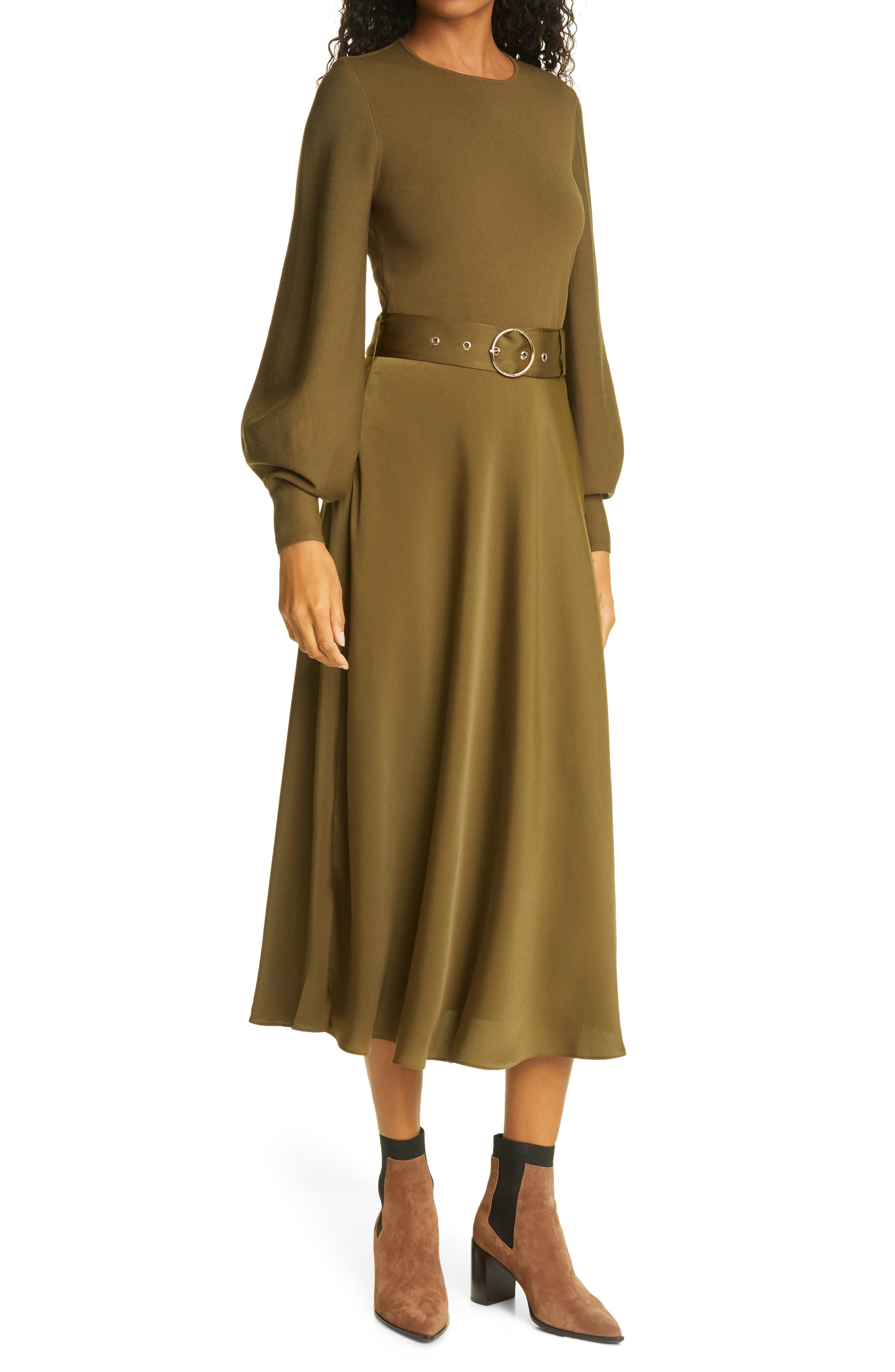 ted baker green dress long sleeve Ted Baker Green Dress Long Sleeve Women's Adaifi-Sheer Organza Tie Neck Maxi Dress Dk-Green