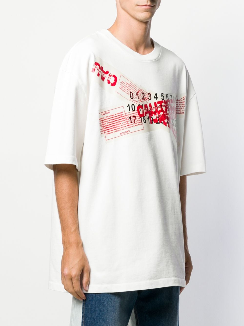 Maison Margiela Caution Tape Print T-Shirt - White | Editorialist