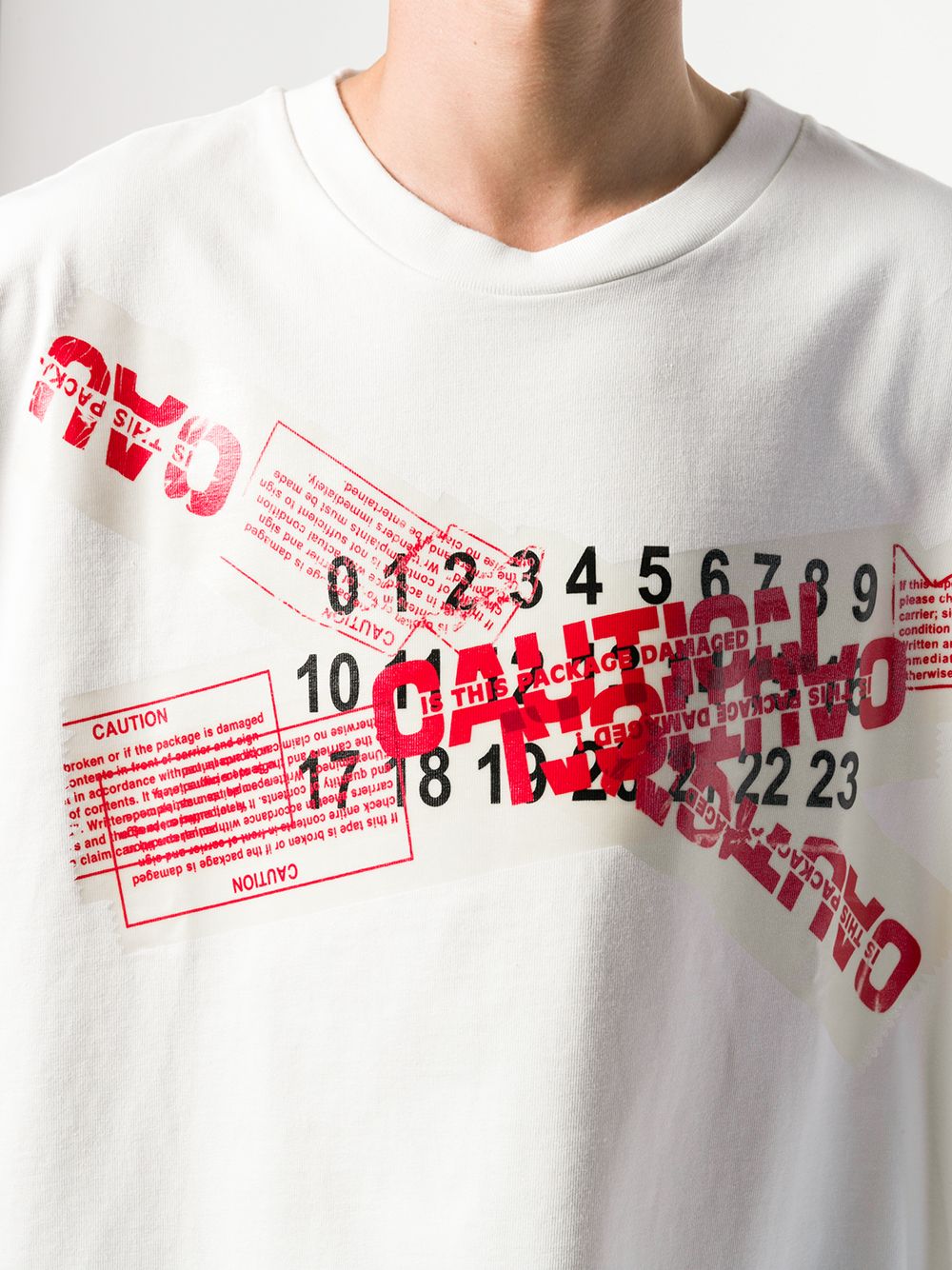 Maison Margiela Caution Tape Print T-Shirt - White | Editorialist