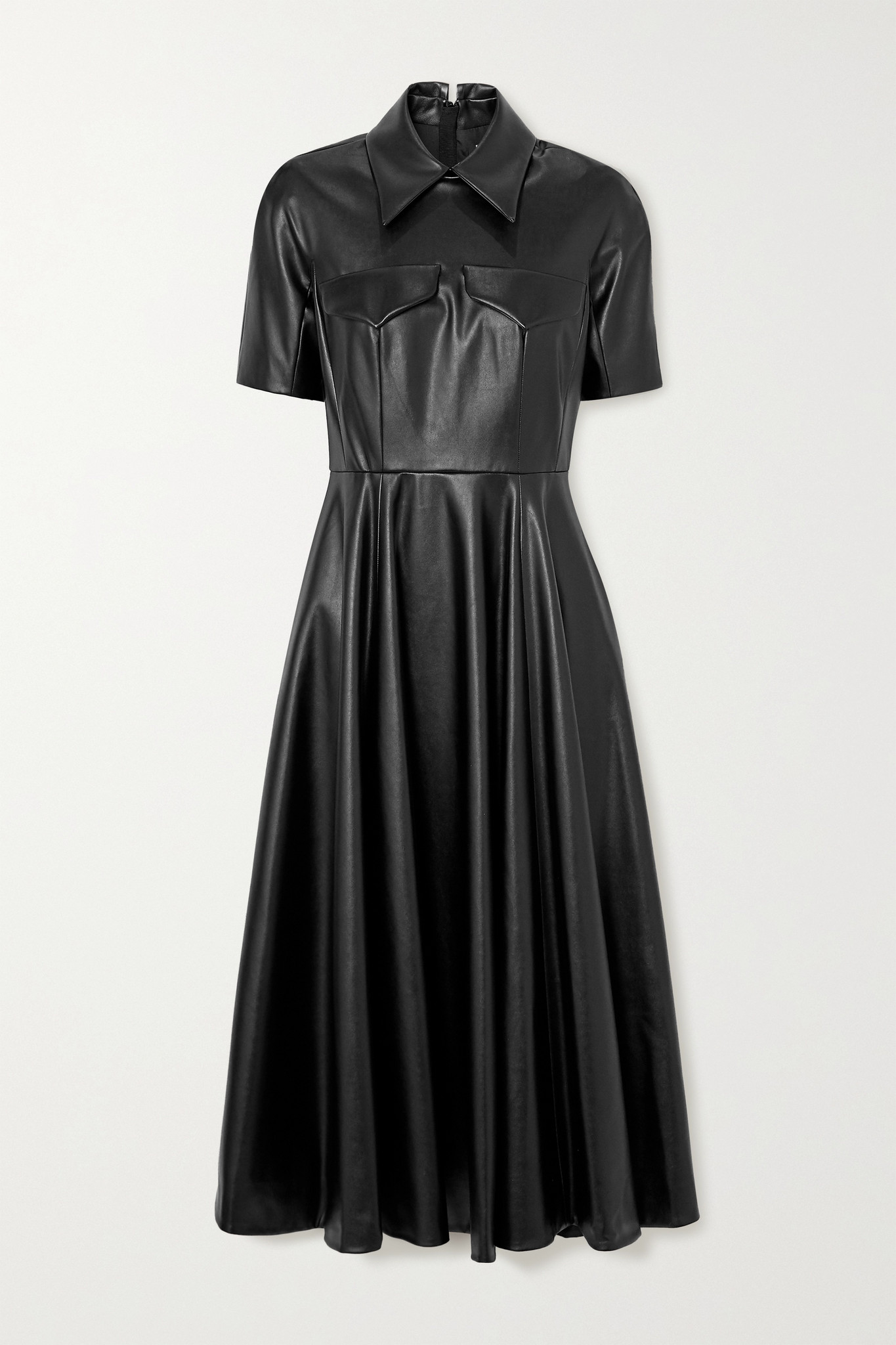 faux leather dress with puff sleeves Classic Faux Leather Dress with Puff Sleeves – Dolce Cabo main image 1