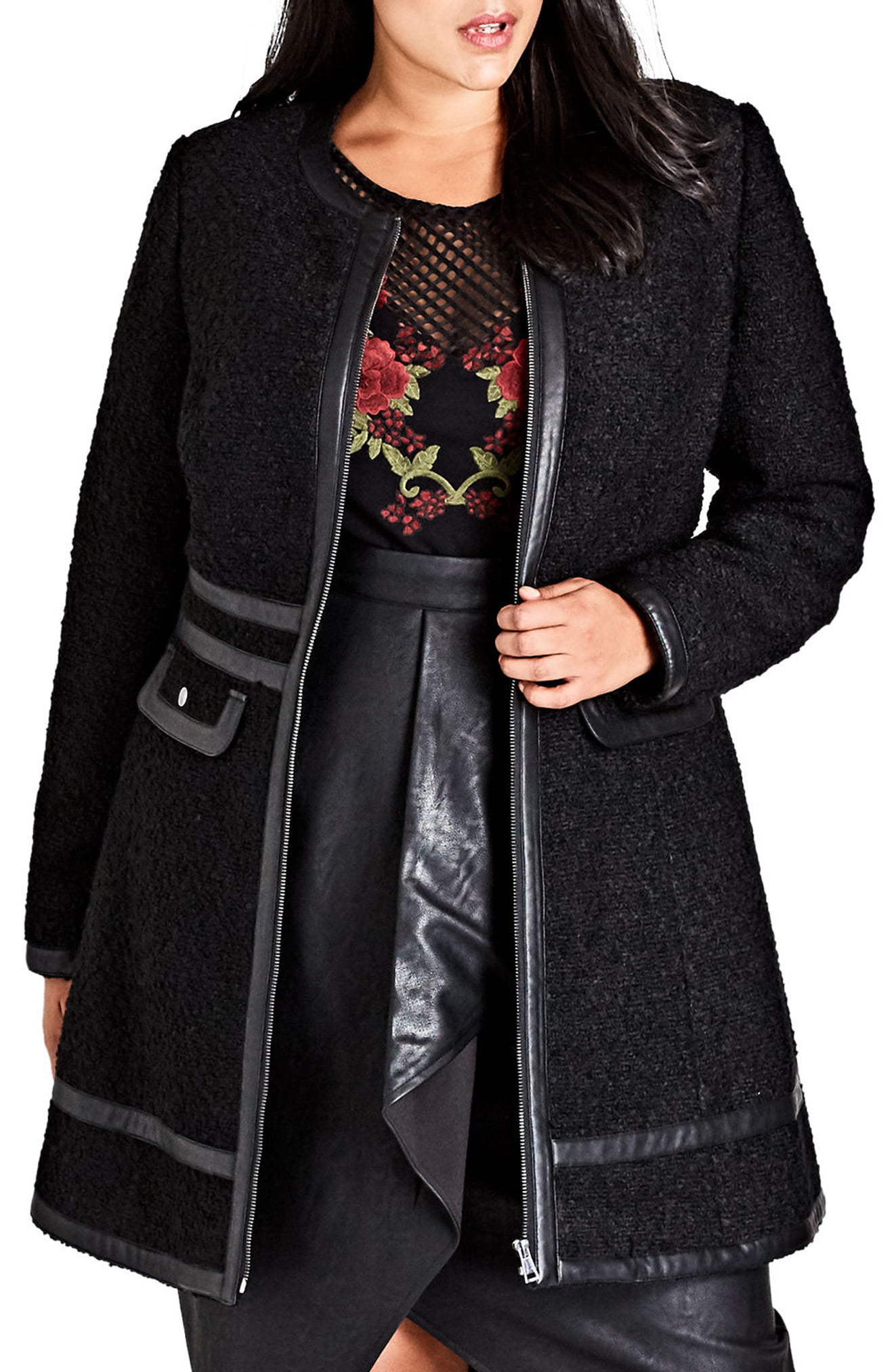 boucle coat plus size