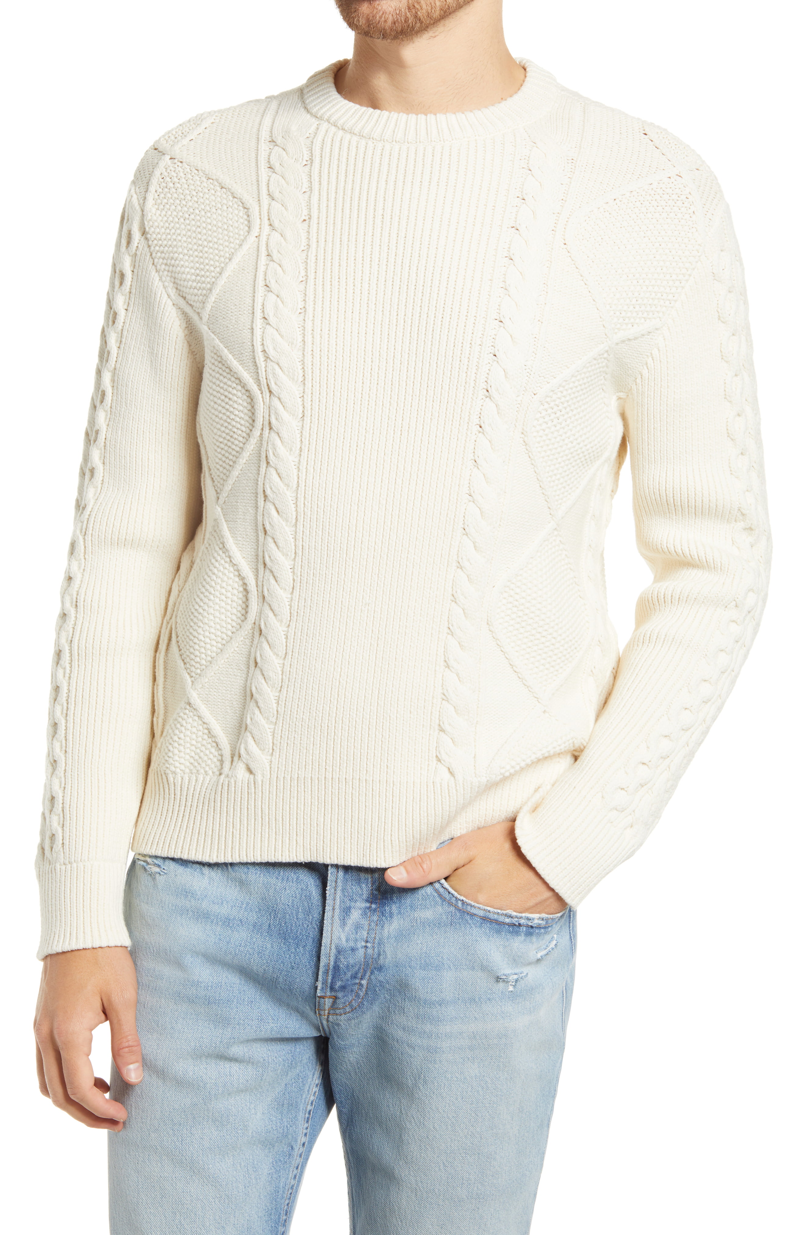 Mens ivory cable knit sweater Clearance